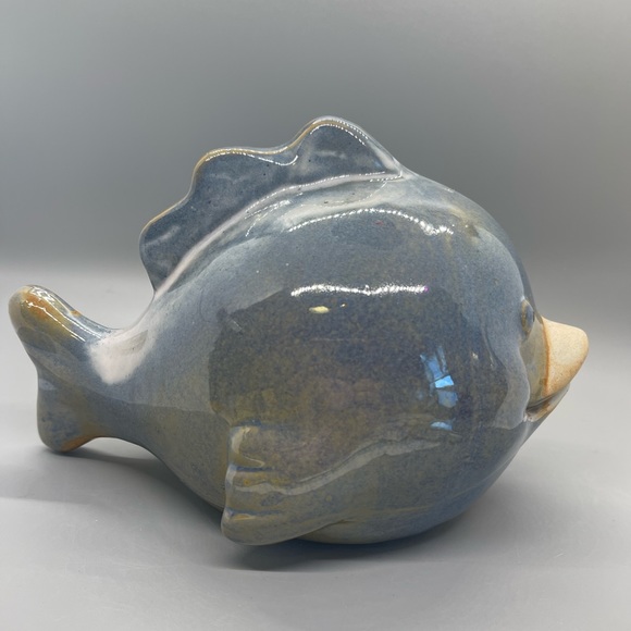 Accents | Vintage Ceramic Graygreenblue Glaze Fish Figurine | Poshmark